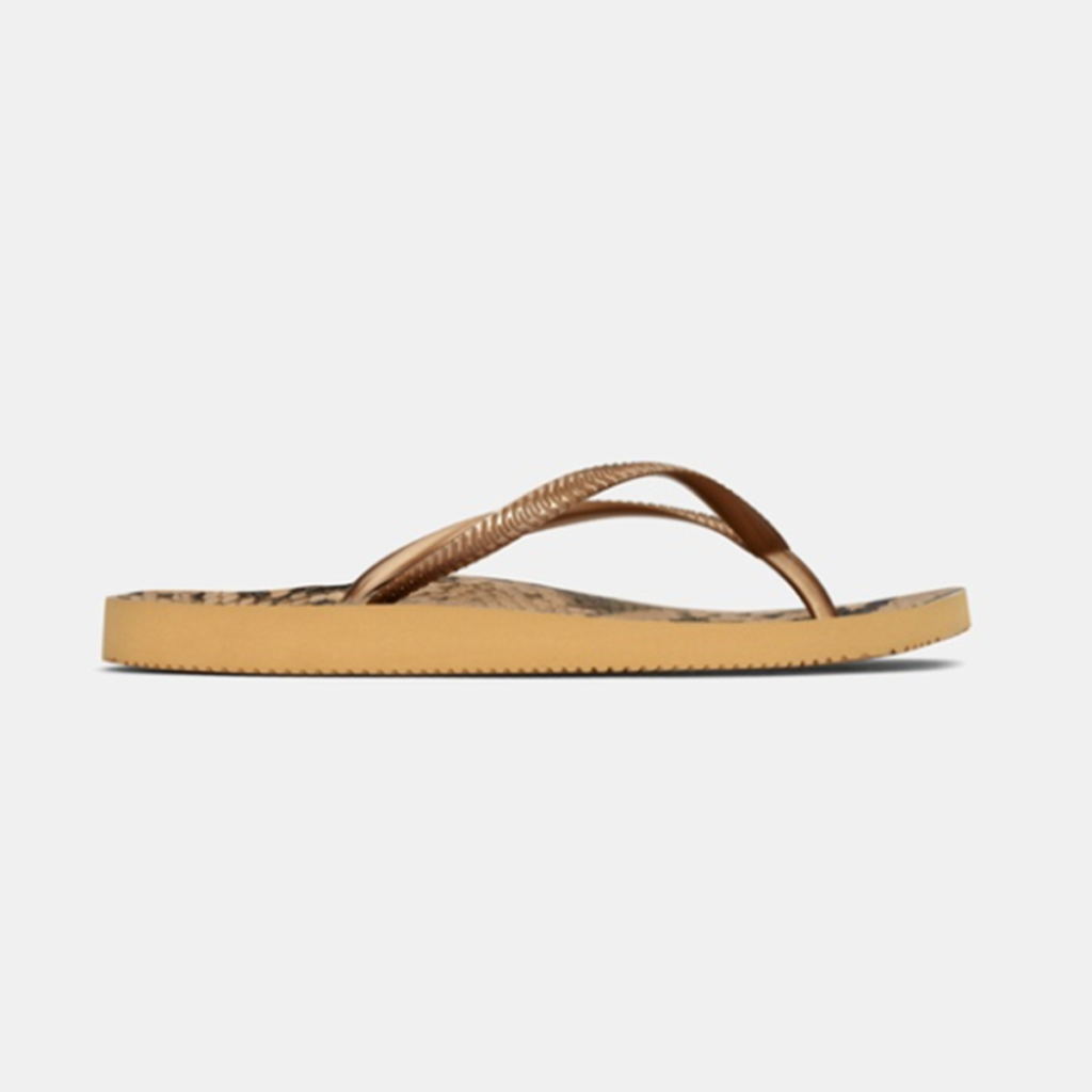 Vionic Noosa Beach Thongs Bronze Snake » Foot Steps Podiatry Griffith